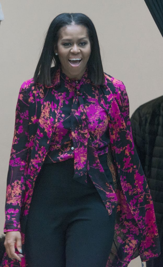Michelle Obama's Pink Floral Blouse December 2016 | POPSUGAR Fashion