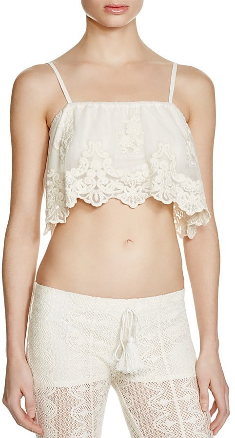 Band Of Gypsies Embroidered Tulle Crop Top 38 Chrissy Teigen Crop