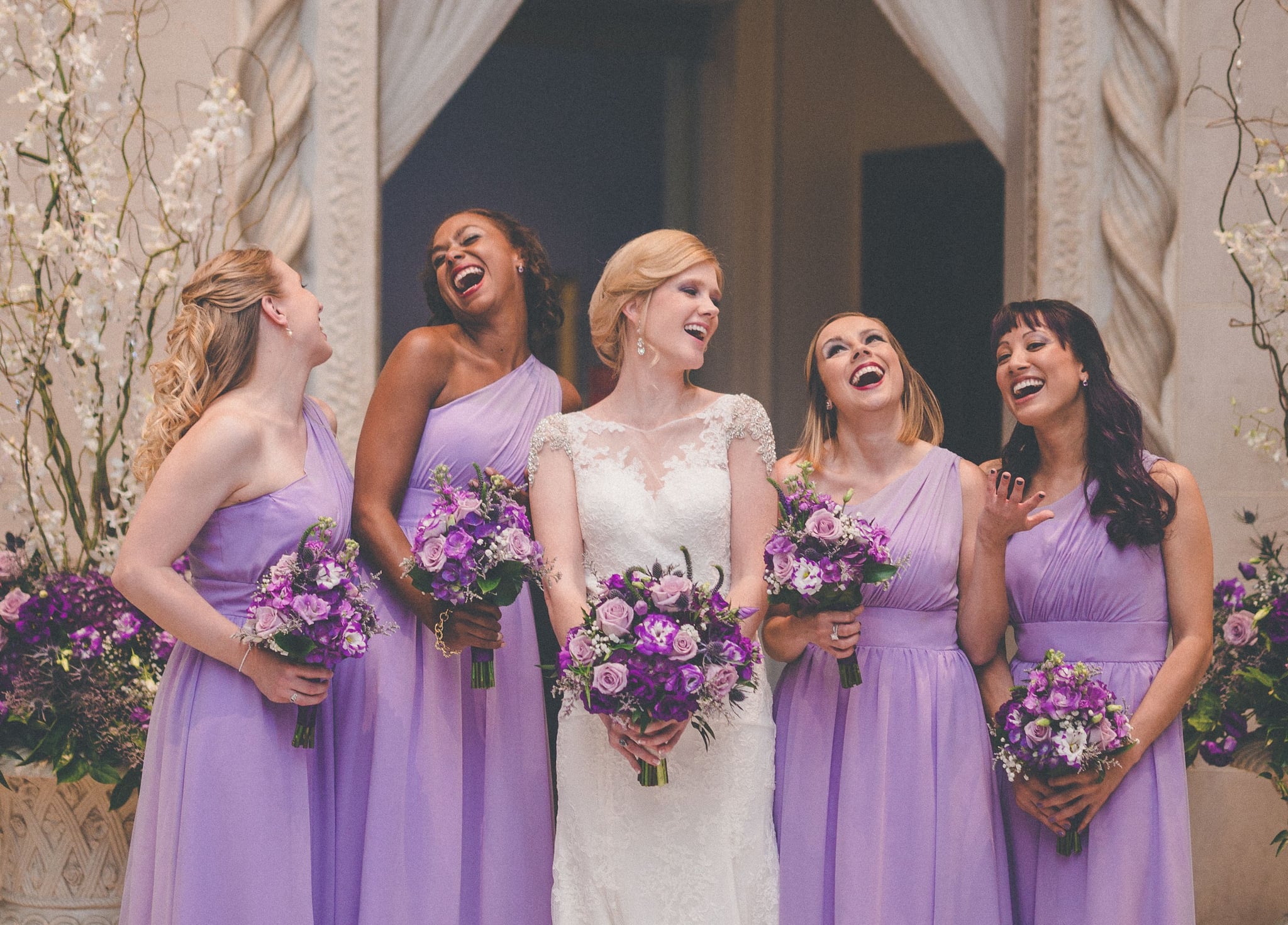 One Shoulder Purple Bridesmaid Dresses