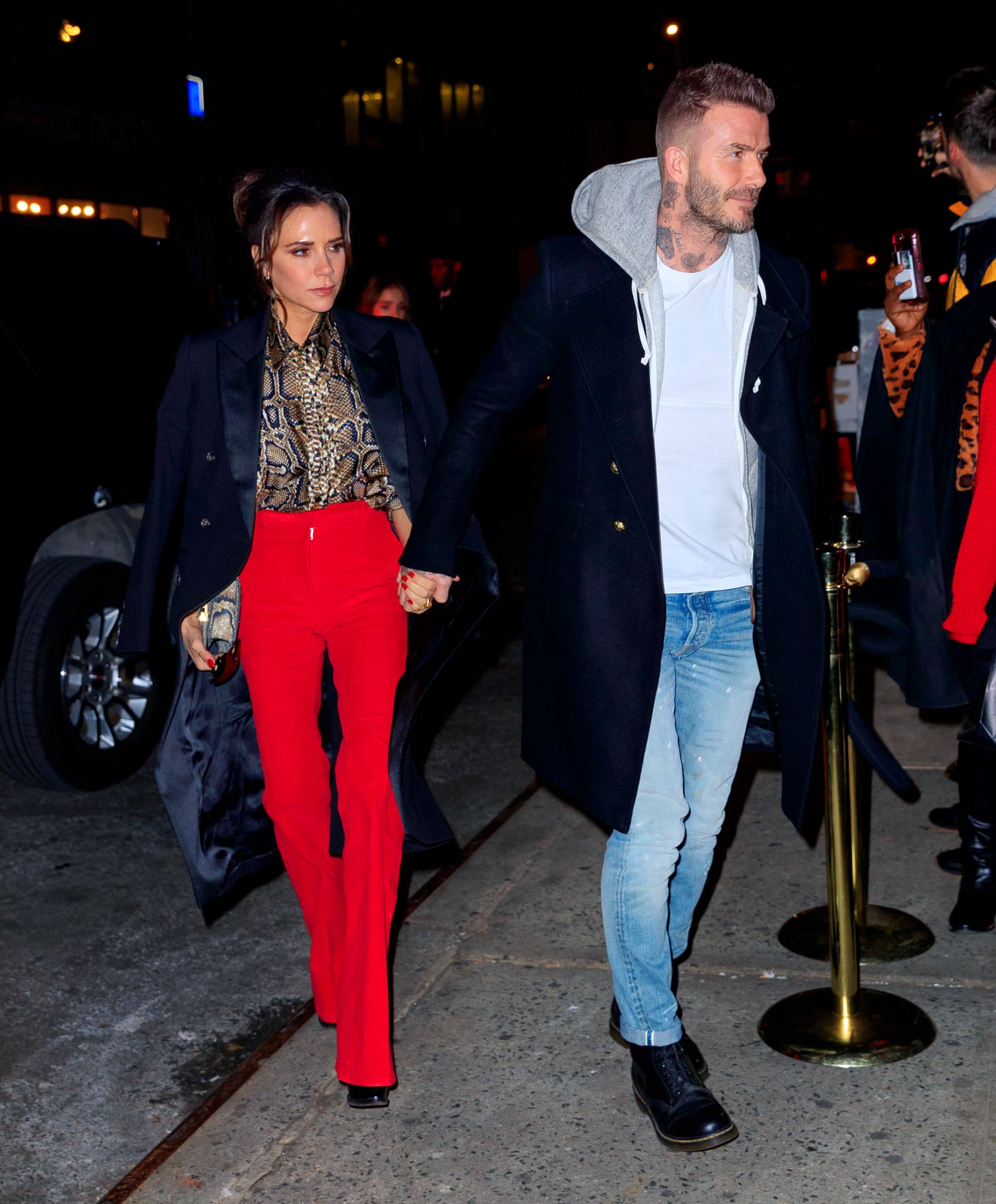 Victoria Beckham Red Pants and Snakeskin Blouse January 2019 | PS Fashion