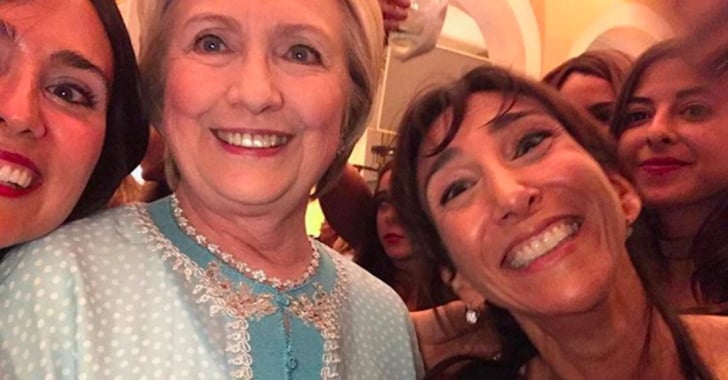 Hillary Clinton Blue Caftan Dress at a Wedding | POPSUGAR Fashion