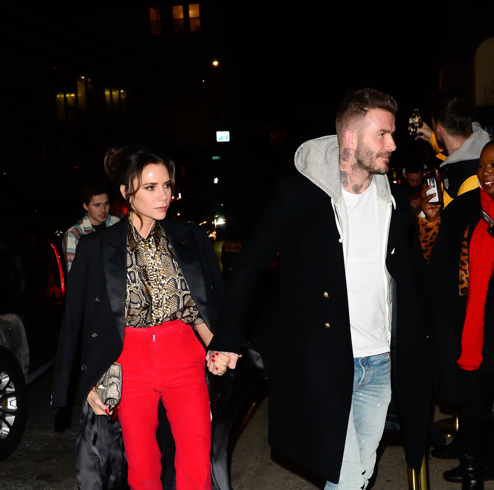 Victoria Beckham Red Pants and Snakeskin Blouse January 2019 | PS Fashion