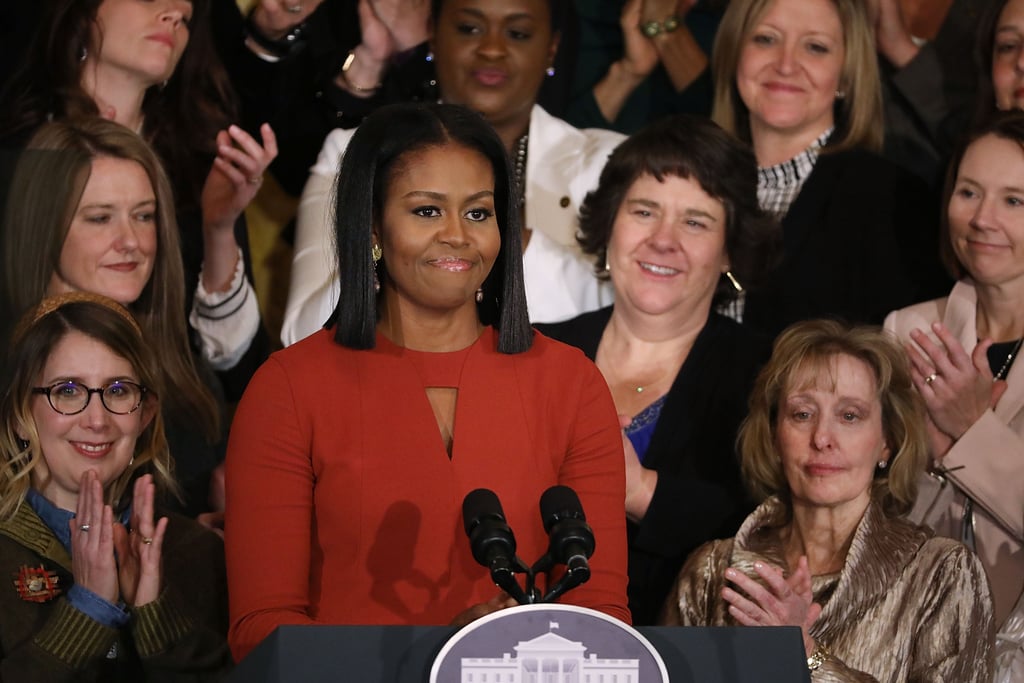 Michelle Obama Red Outfit For Final Speech as First Lady | POPSUGAR Fashion