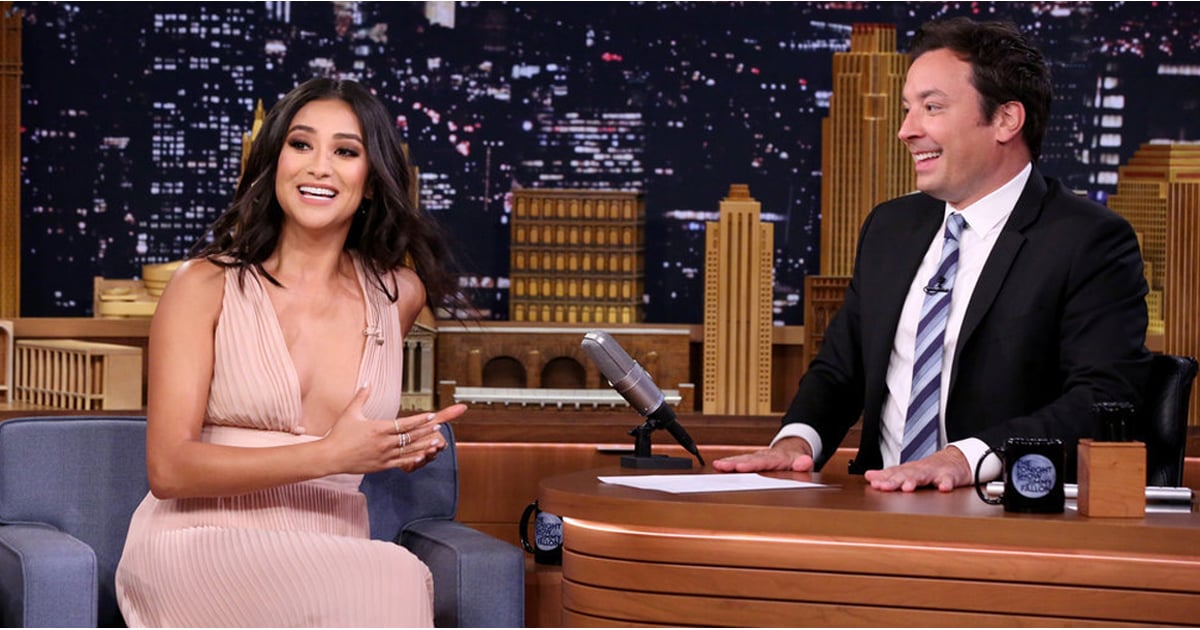 Shay Mitchell's Pink Dress on Jimmy Fallon July 2016 | POPSUGAR Fashion