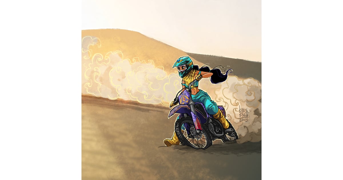 Jasmine on a Motorcycle | Best Disney Princess Fan Art | POPSUGAR Love ...