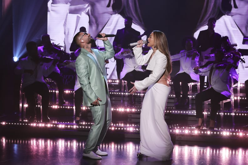 J Lo's Cropped Jacket, Bra, and Thong Skirt on Tonight Show | PS Fashion