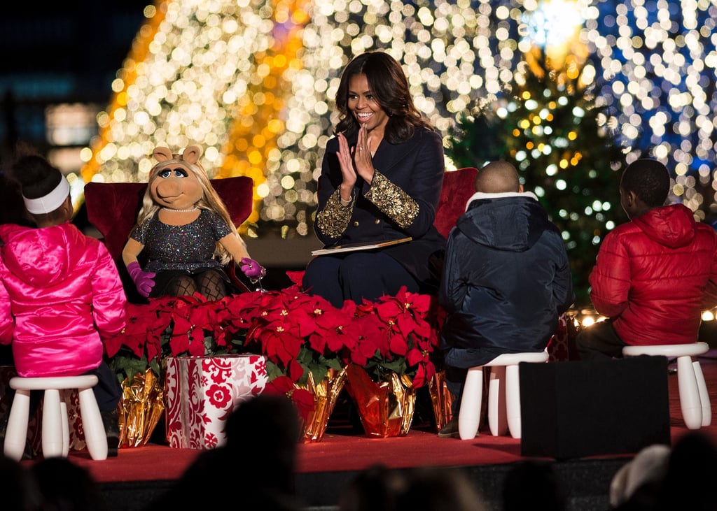 Michelle Obama's Gold Sleeve Coat at Christmas Tree Lighting | POPSUGAR ...