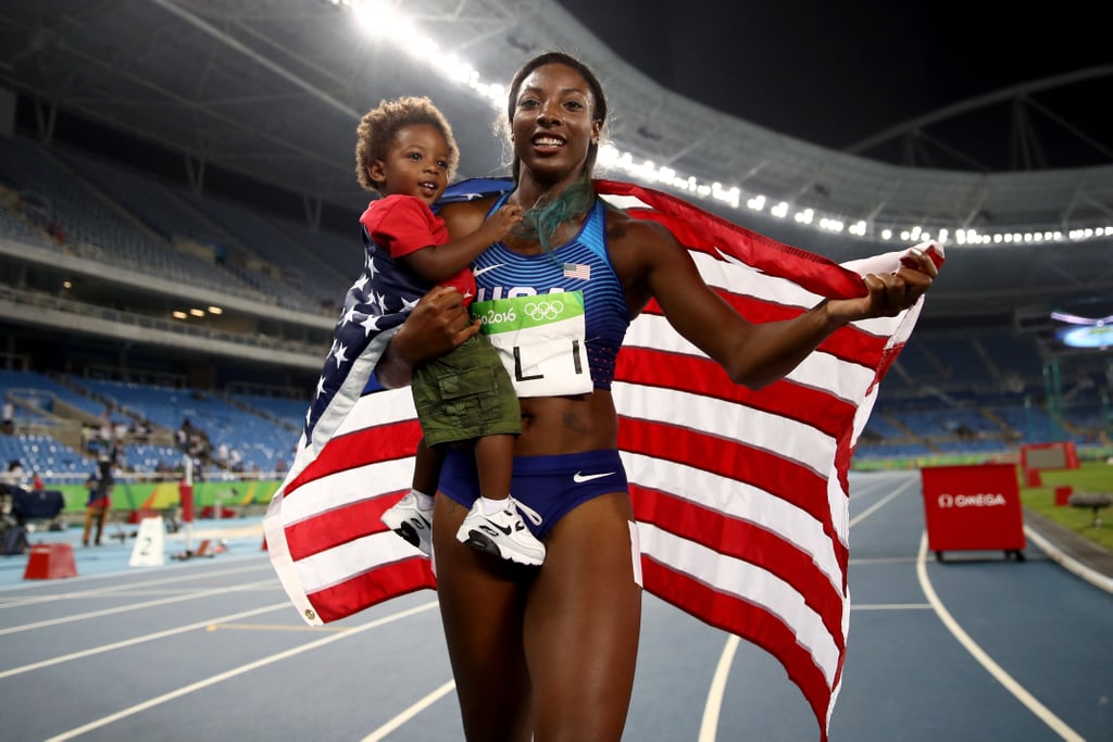 Nia Ali And Son Titus At The Summer Olympics 2016 Popsugar Celebrity