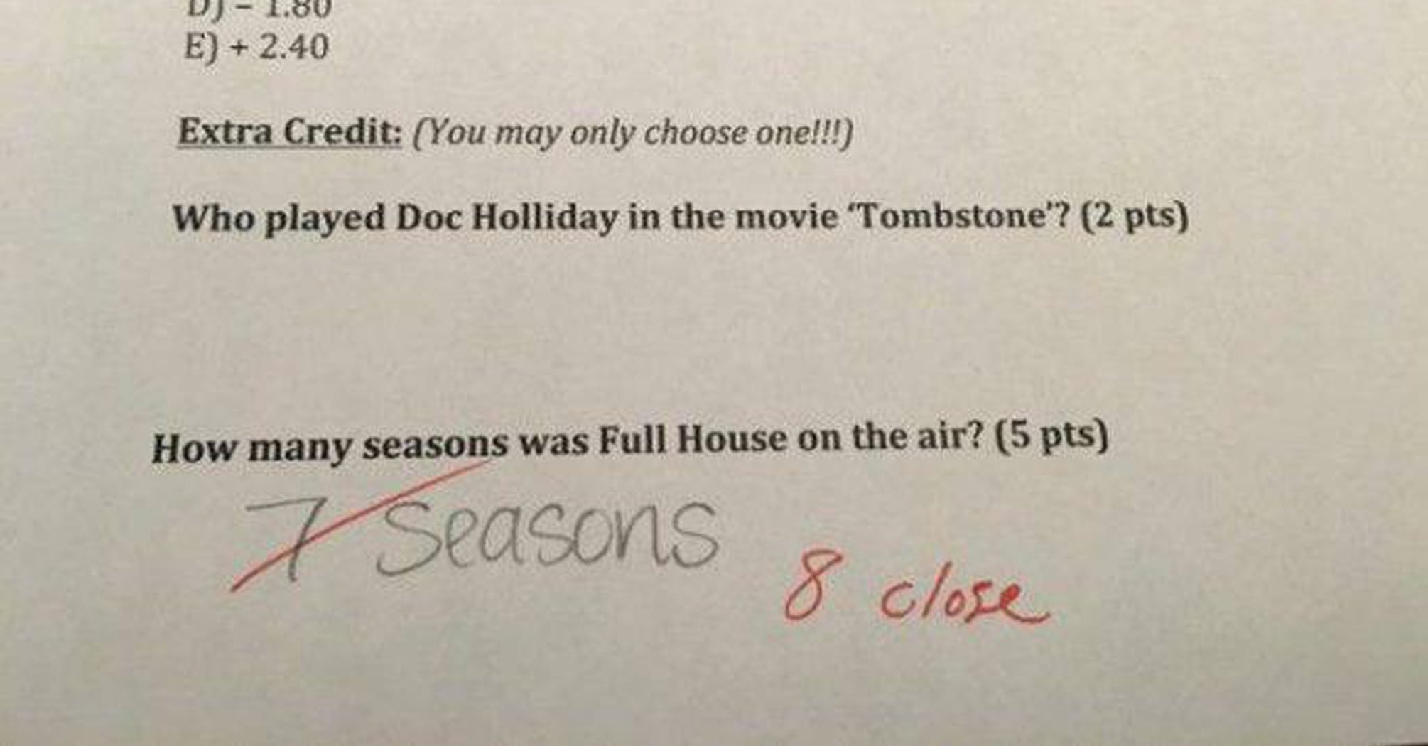 Professor's Extra-Credit Questions | PS Family