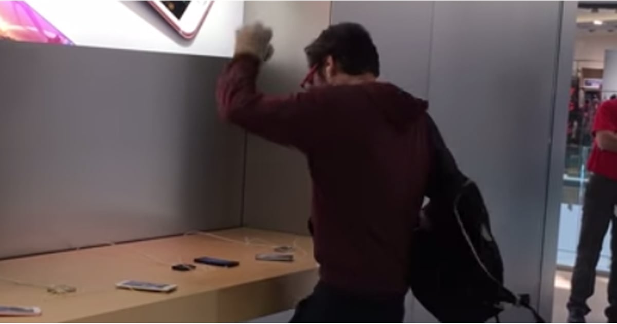 Customer Destroys iPhones in France | POPSUGAR Tech