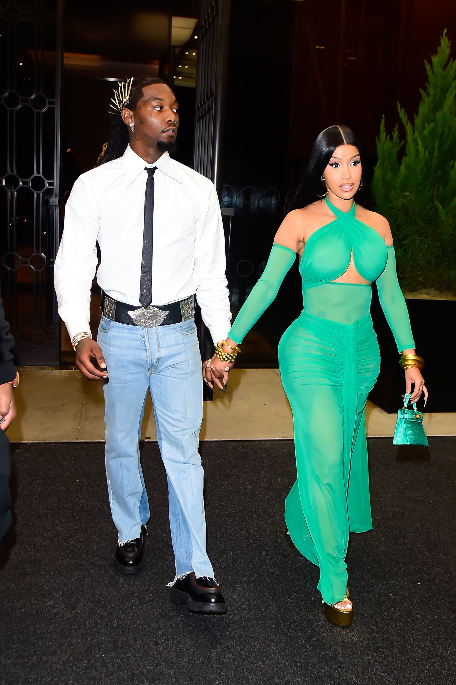 Cardi B Wears a Sheer Green Dress to MTV VMAs Afterparty | PS Fashion