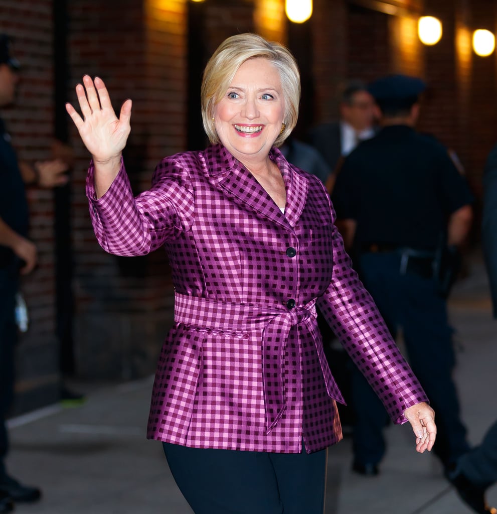 Hillary Clinton Wearing Purple Gingham Argent Blazer | POPSUGAR Fashion