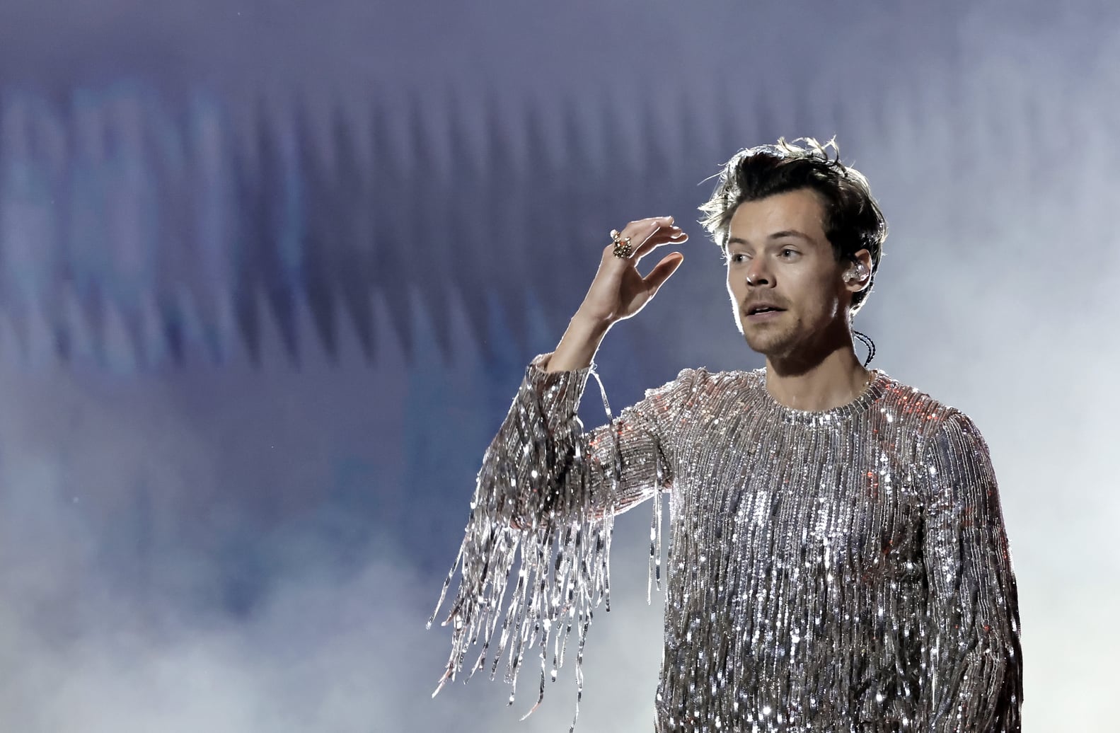 Harry Styles's Egonlab Crystal Jumpsuit at Grammys 2023 | POPSUGAR Fashion