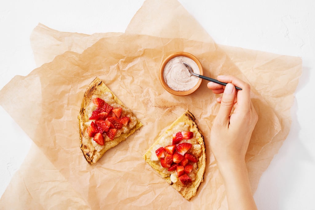 Socca With Mashed Banana, Sliced Strawberries, and Tahini | POPSUGAR ...