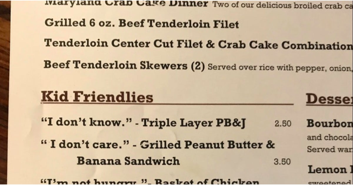 Restaurant's Funny Kids' Menu | POPSUGAR Family