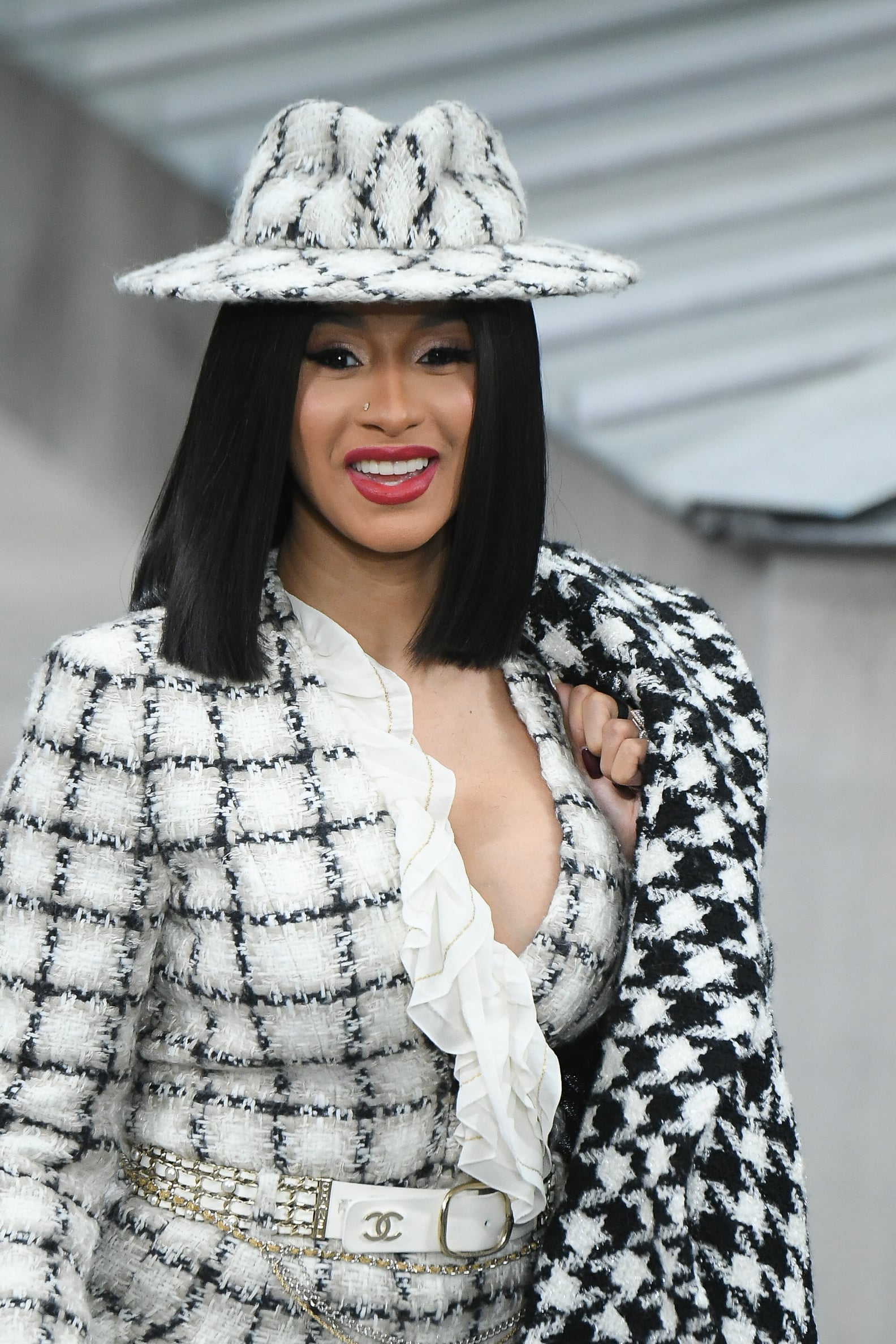 Cardi B in Head-to-Toe Tweed at Chanel Spring 2020 Show | PS Fashion