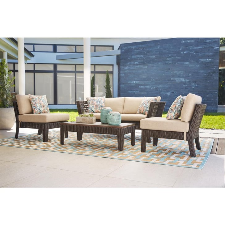 Hampton Bay Tyler 4-Piece Steel Wicker Conversation Set With Cushions ...