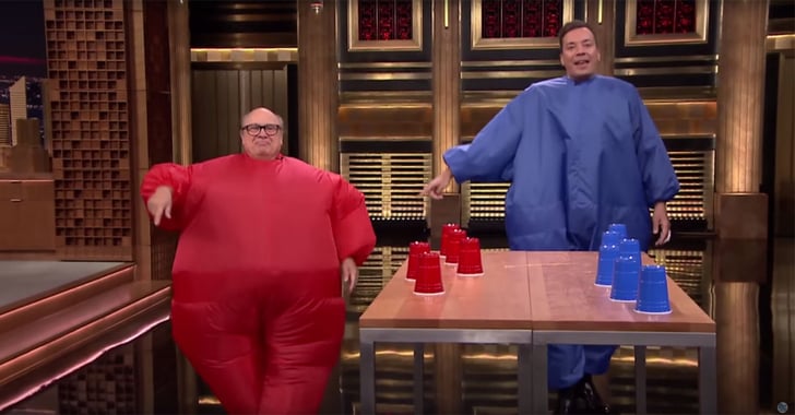 Jimmy Fallon and Danny DeVito Inflatable Flip Cup Video | POPSUGAR ...