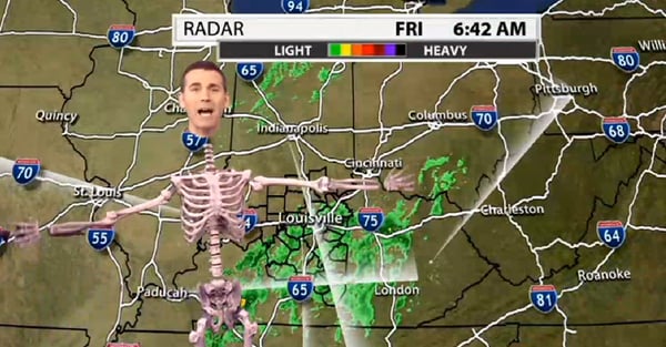 Kentucky Weatherman Dressed as a Skeleton | Video | POPSUGAR Celebrity