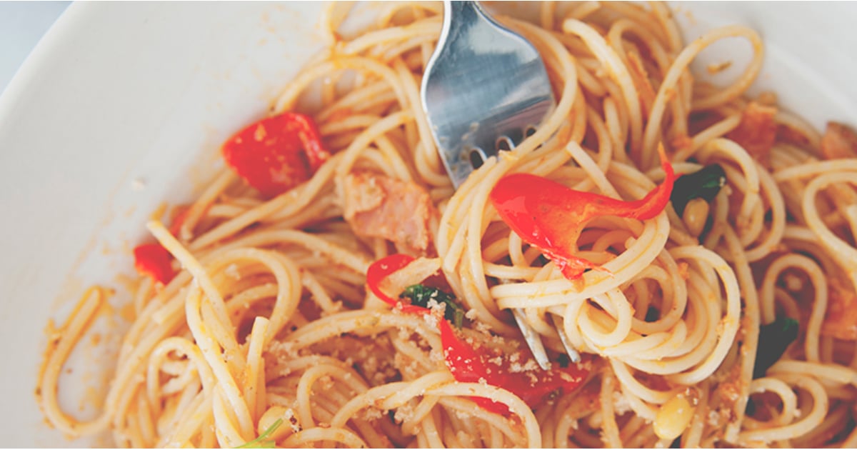Spaghetti With Bacon, Tomatoes, Chiles, and Pine Nuts | POPSUGAR Food