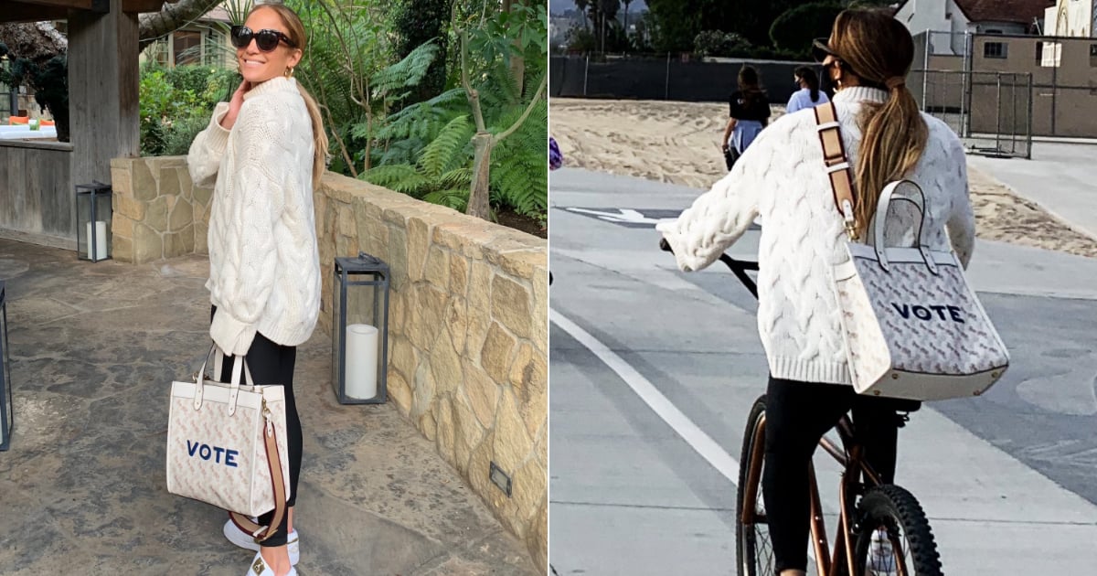 Jennifer Lopez's Monogrammed Coach Bag Says "VOTE" | PS Fashion