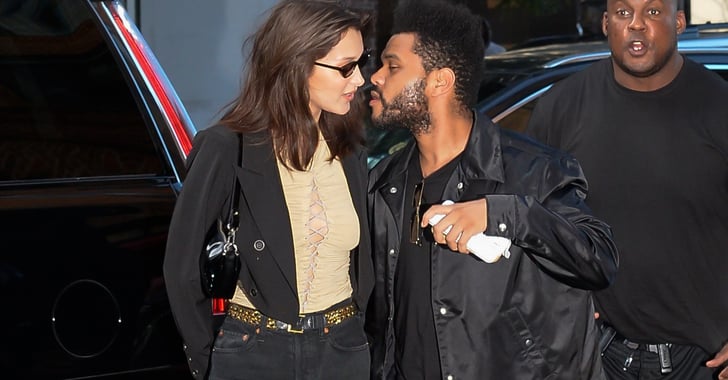 Bella Hadid Lace-Up Top With The Weeknd on Her Birthday | POPSUGAR Fashion