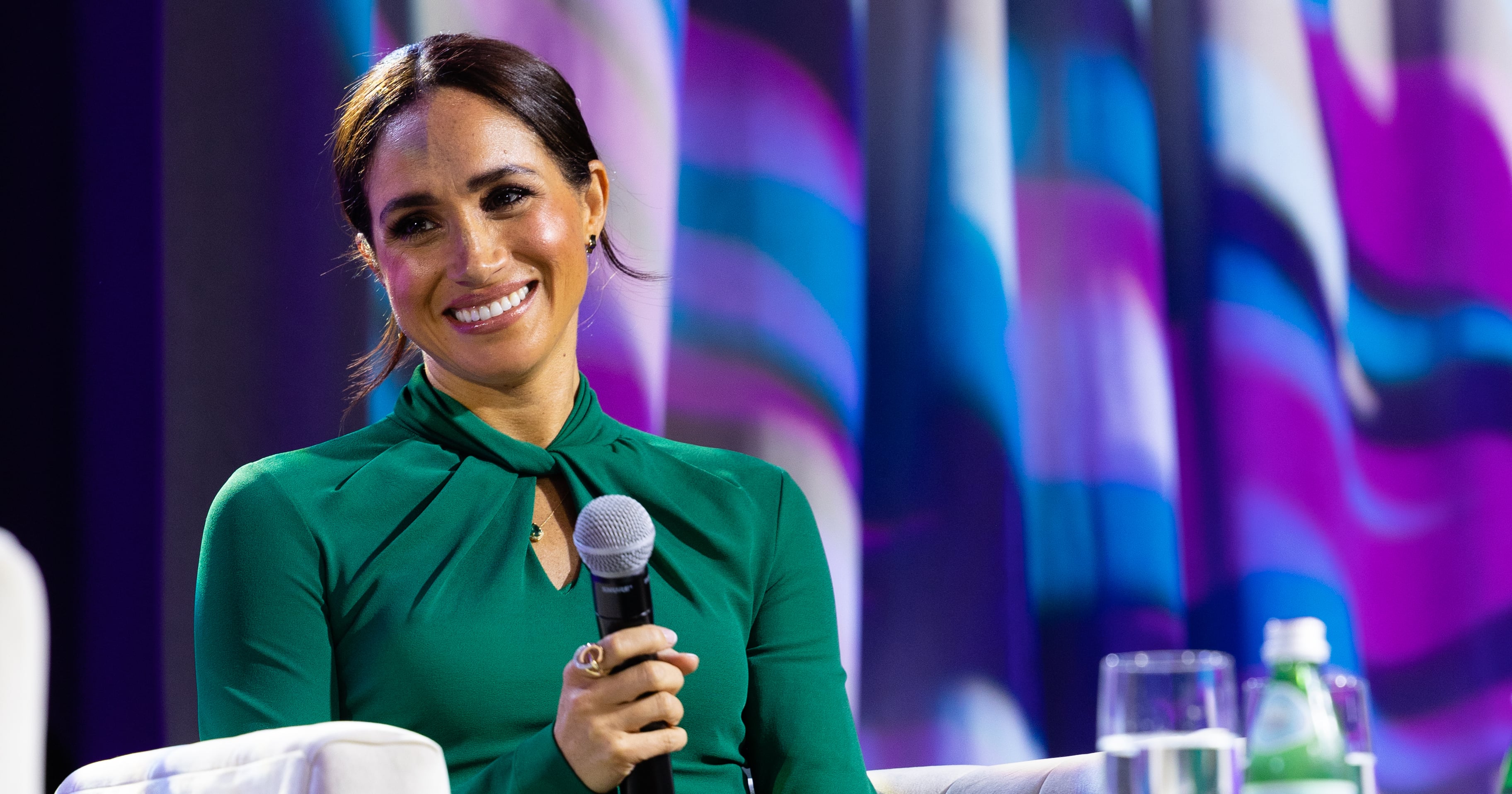 Meghan Markle Wears Green Armani Dress at Indianapolis Event | PS Fashion