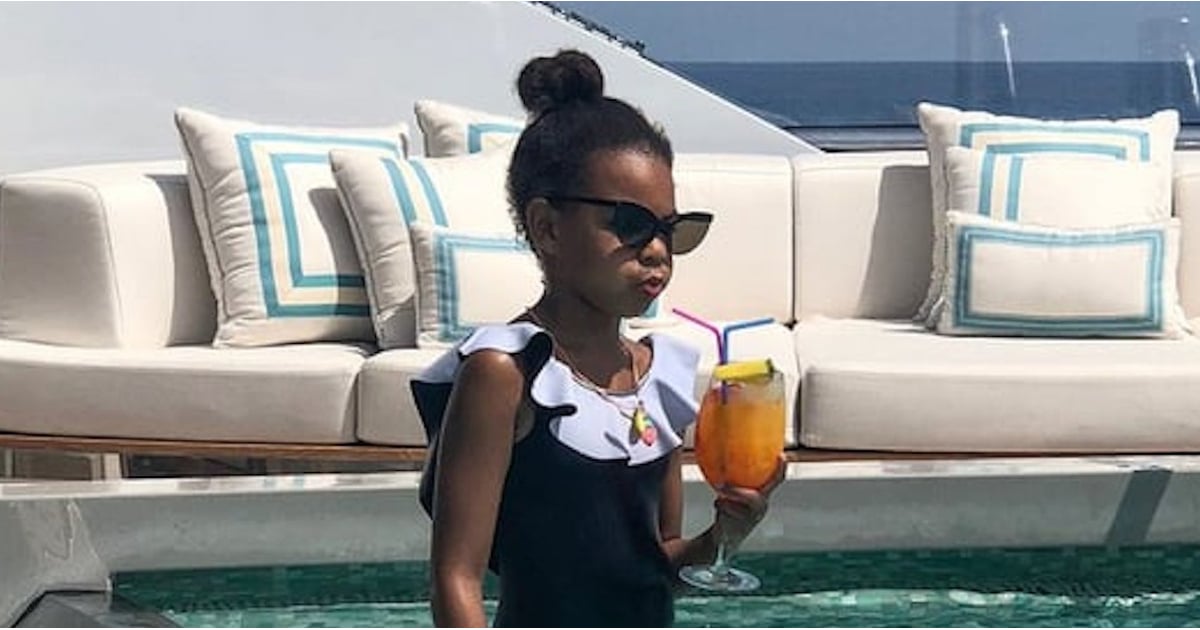 Blue Ivy Black and White Ruffled Swimsuit | POPSUGAR Fashion