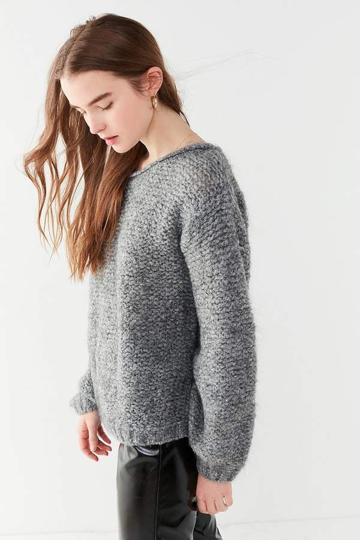Miley Cyrus Gray Knit Sweater | PS Fashion