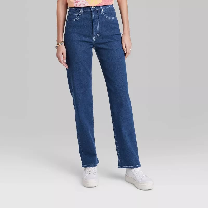 Wild Fable Women's Super-High Rise Contrast Stitch Straight Jeans ... Wild Fable Women's Super-High Rise Contrast Stitch Straight Jeans ...
