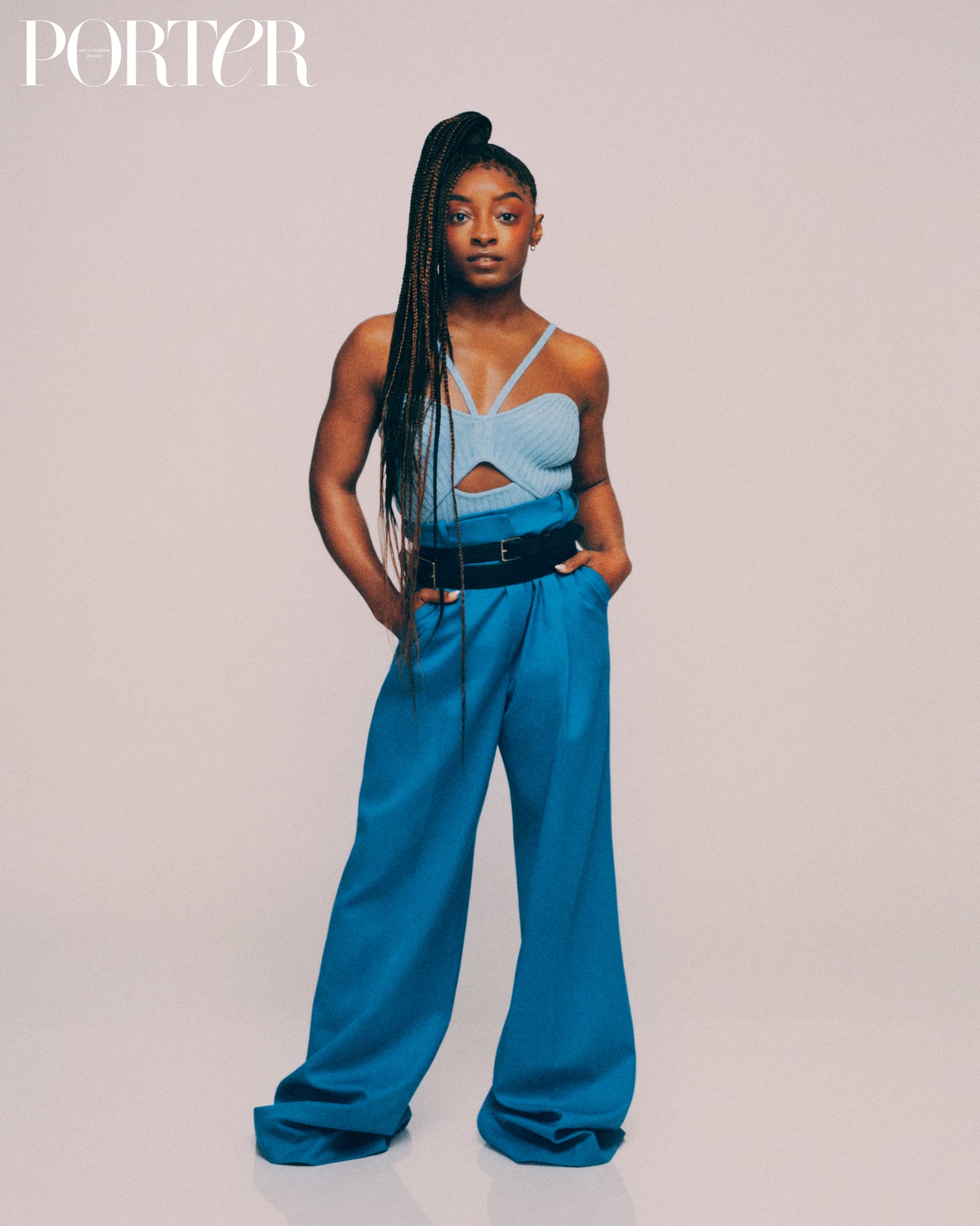 Simone Biles Stuns in Palazzo Pants and a Pink Bralette | PS Fashion