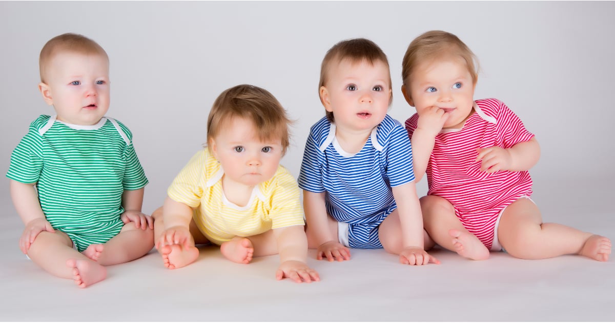 Quadruplet Babies Laugh Together at Dad | POPSUGAR Family