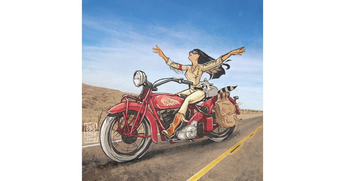 Pocahontas on a Motorcycle | Best Disney Princess Fan Art | POPSUGAR ...