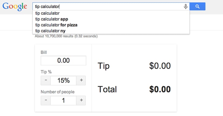 Calculate a tip | Things You Can Do on Google | POPSUGAR Tech Photo 13