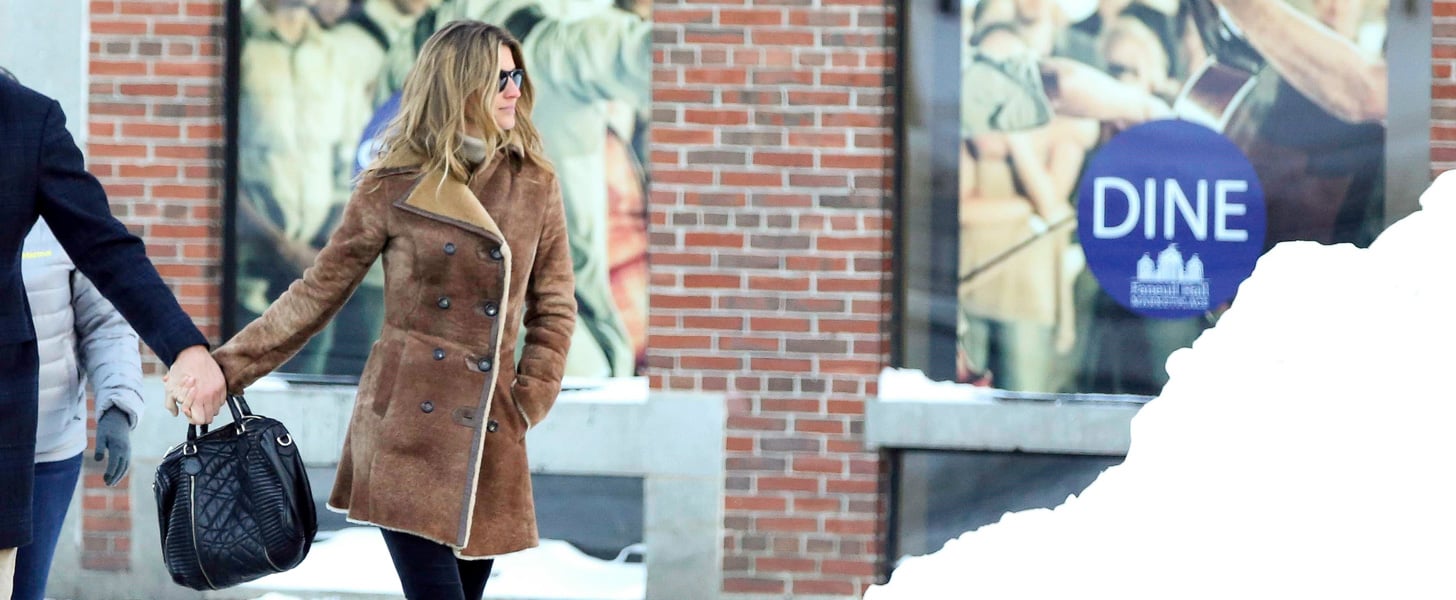 Gisele Bundchen's Shearling Coat in Boston | POPSUGAR Fashion