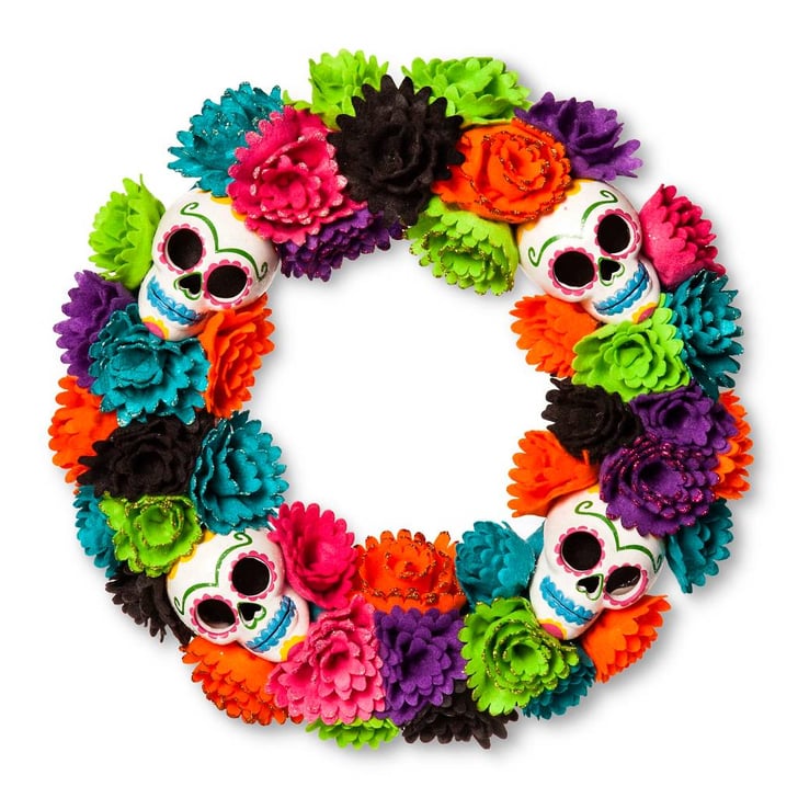 Day of the Dead Wreath ($20) | Best Halloween Wreaths | POPSUGAR Home ...