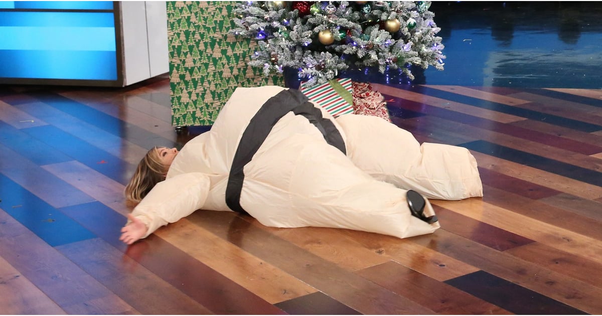 Jennifer Aniston in a Sumo Suit on The Ellen DeGeneres Show | POPSUGAR ...