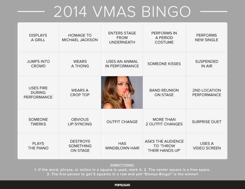 MTV VMAs Bingo Cards 2014 | POPSUGAR Celebrity