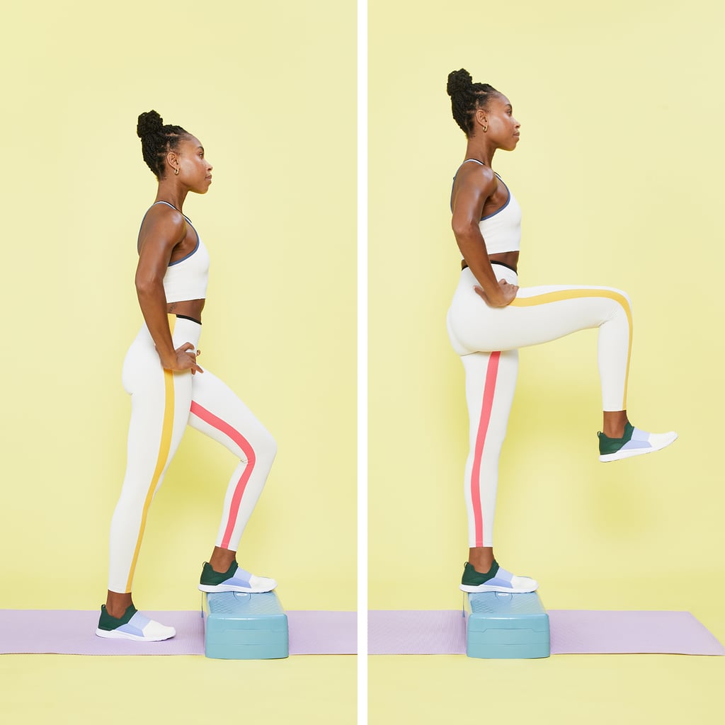 Dumbbell Box Step-Ups | 19 Exercises For a Great Dumbbell Leg Workout | POPSUGAR Fitness Photo 13