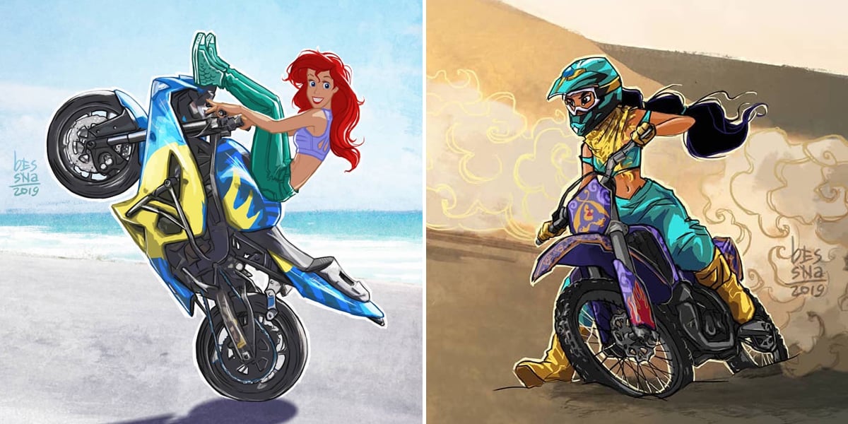 Disney Princesses Riding Motorcycles Artwork | PS Smart Living