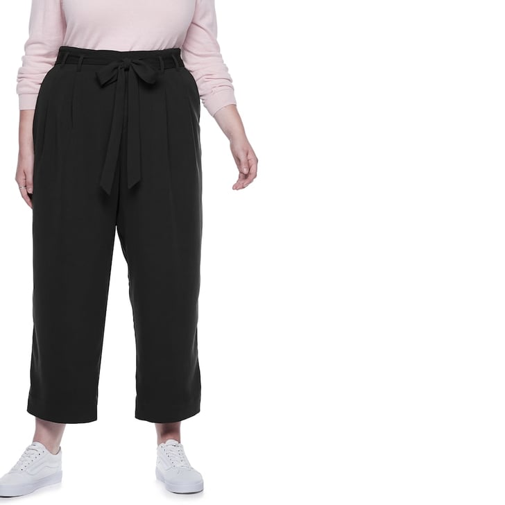 Popsugar At Kohls Paperbag Waist Wide Leg Crop Pants Best Cheap