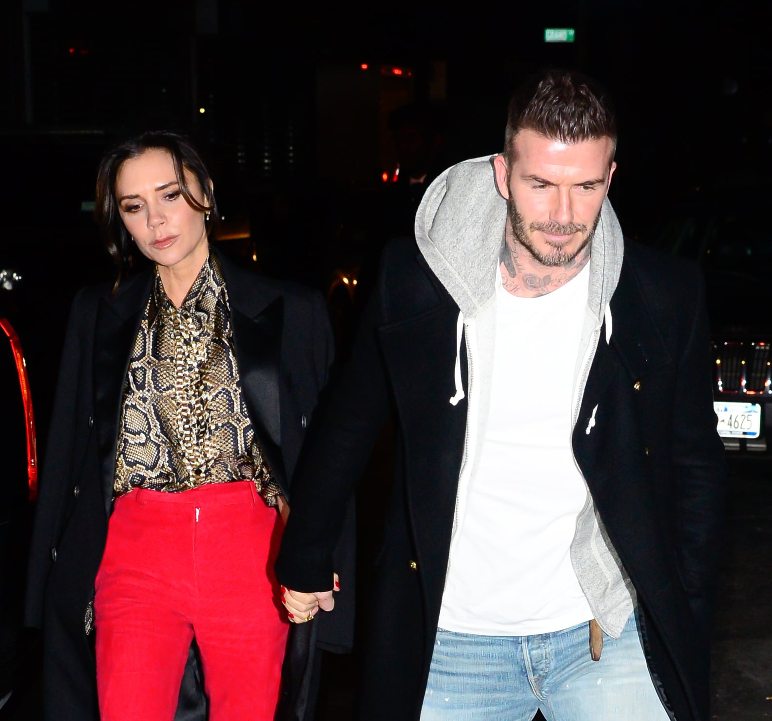 Victoria Beckham Red Pants and Snakeskin Blouse January 2019 | PS Fashion