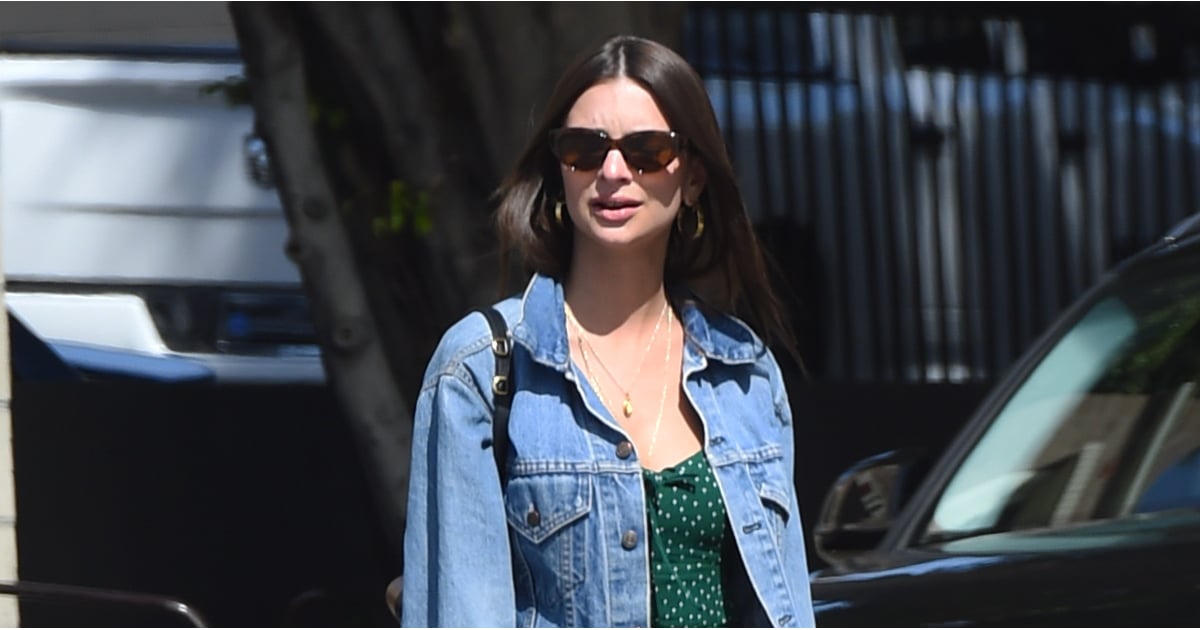 Emily Ratajkowski Wearing Reformation Green Polka-Dot Dress | POPSUGAR ...