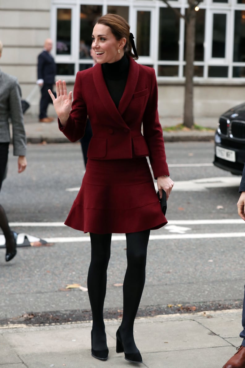 Kate Middleton Burgundy Skirt Suit November 2018 | PS Fashion