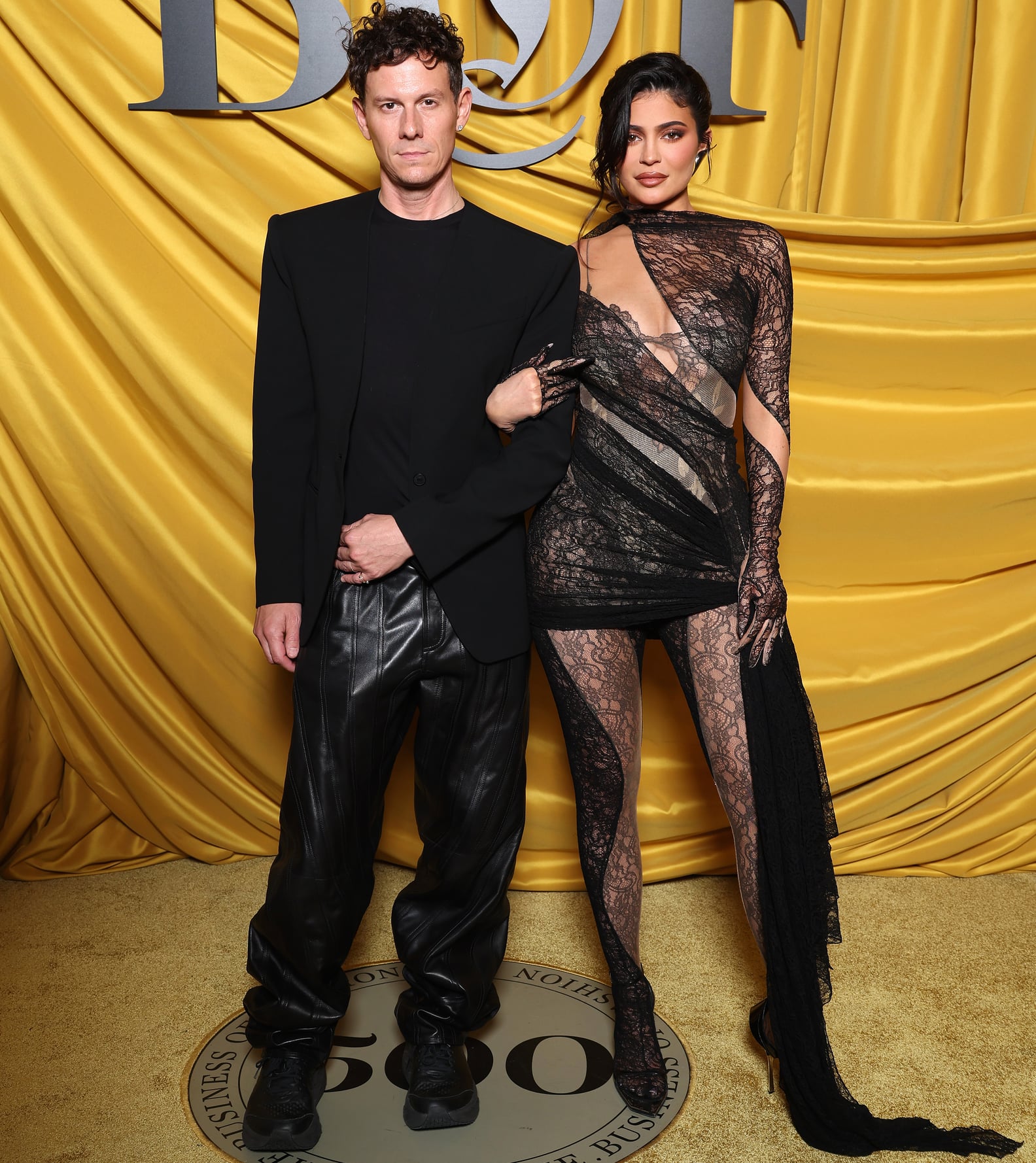 Kylie Jenner's Sheer Black Lace Mugler Dress at Fashion Week | PS Fashion