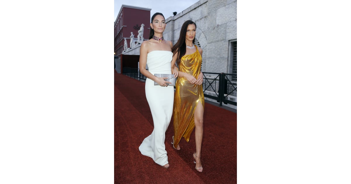 Bella Hadid Gold Versace Dress in Italy | POPSUGAR Fashion UK Photo 8