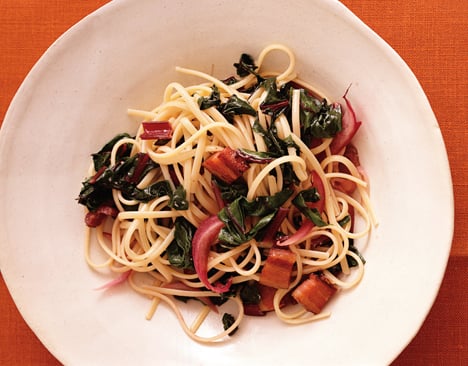 Bacon and swiss chard pasta