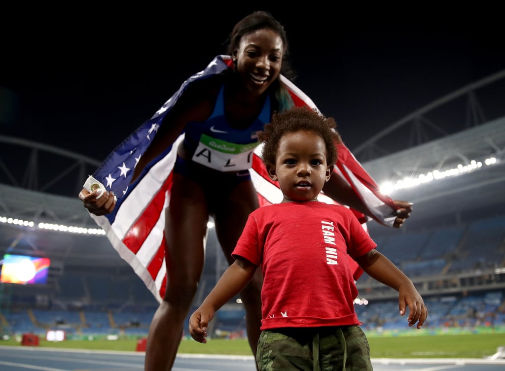 Nia Ali And Son Titus At The Summer Olympics 2016 Popsugar Celebrity