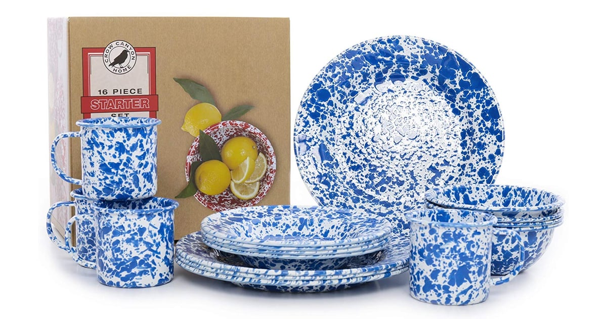 Crow Canyon Home Enamelware 16-Piece Dinnerware Starter Set | Expensive ...