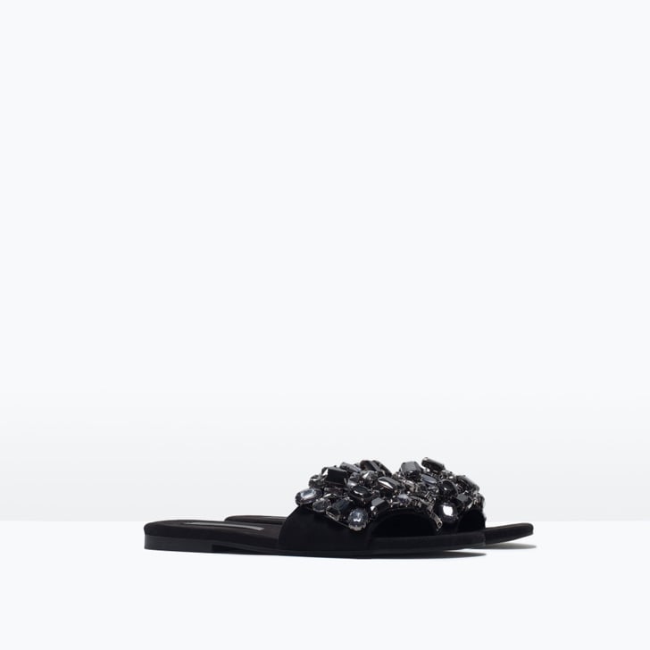 Zara Jeweled Slides | Best Flat Sandals For Summer | POPSUGAR Fashion ...